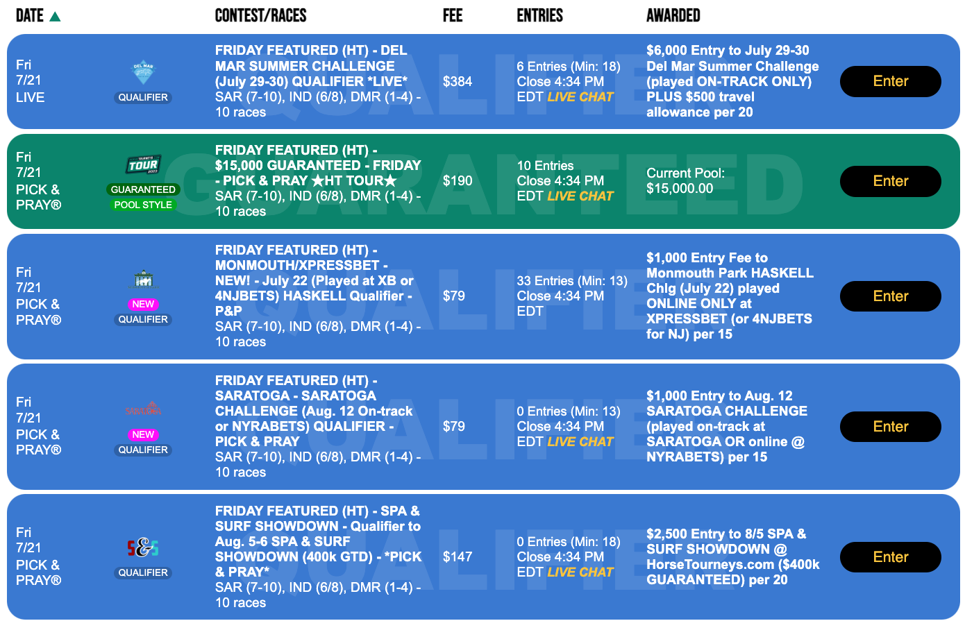 Last Chance for Haskell Challenge and Daily Qualifiers to Del Mar ...